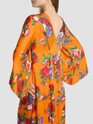 Moschino Floral Jersey Draped Midi-dress