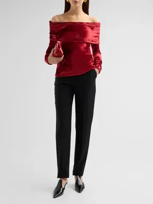Lapointe Off-the-shoulder Velvet Top