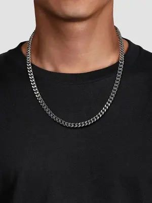 GABRIEL & CO Classic Sterling Cuban Chain Necklace/7mm