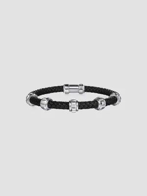 GABRIEL & CO Geo Braided Leather & Sterling Bracelet