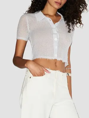 RE/DONE Amelia Cashmere Polo Top