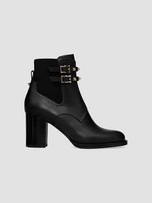 Valentino Garavani Rockstud 70mm Calfskin Ankle Boots - Black