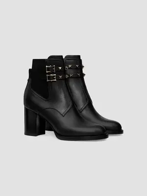 Valentino Garavani Rockstud 70mm Calfskin Ankle Boots