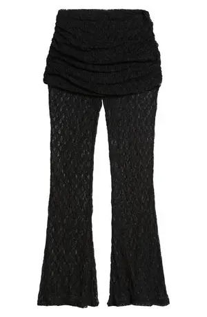 HELLO MOLLY Lace Charm Ruched Waist Flare Leg Pants