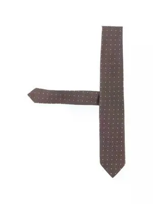 BOSS Micro-patterned Silk Tie - Brown