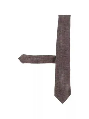 BOSS Italian-made Silk Tie With Jacquard Pattern - Brown