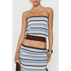 Princess Polly Osamie Knit Strapless Top - Multi Stripe