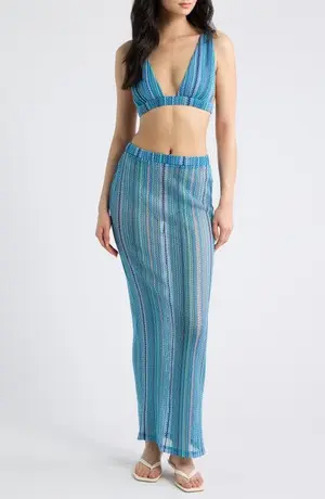 HELLO MOLLY Ocean Bloomette Knit Midi Skirt