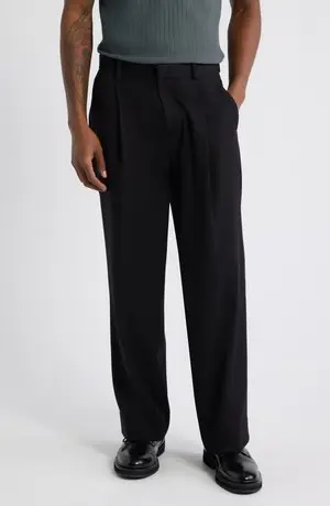 OPEN EDIT Pleated Tapered Pants - Black