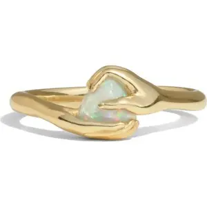 AWE INSPIRED Nocturne Hands Of Fate 14k Gold Vermeil Opal Ring - Gold/opal