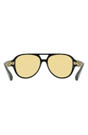 FERRAGAMO 58mm Gancini Aviator Sunglasses - Black/amber