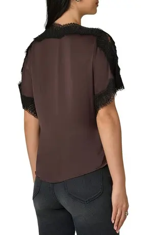 Wit & Wisdom Boat Neck Lace Detail Top