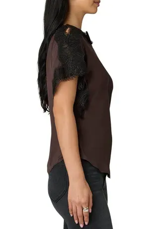 Wit & Wisdom Boat Neck Lace Detail Top