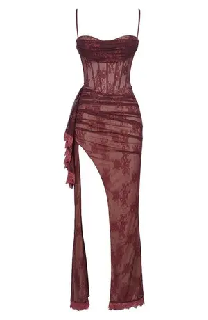 House Of Cb Austelle Lace Corset Maxi Dress
