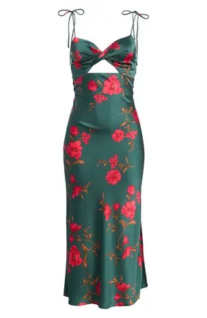 HELLO MOLLY Fool Me Once Twist Tie Strap Floral Midi Dress