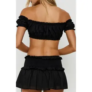 Princess Polly Corabel Off The Shoulder Micro Crop Top - Black