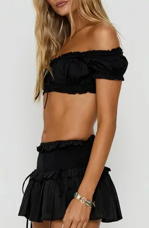 Princess Polly Corabel Off The Shoulder Micro Crop Top