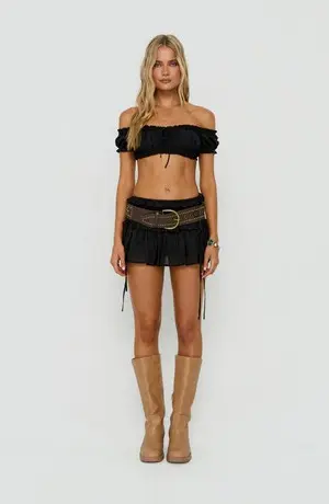 Princess Polly Corabel Off The Shoulder Micro Crop Top