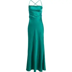 HELLO MOLLY Evening Energy Cowl Neck Satin Maxi Dress