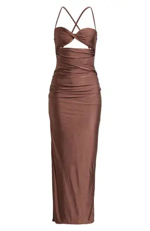 HELLO MOLLY Meet The Queen Maxi Dress - Brown