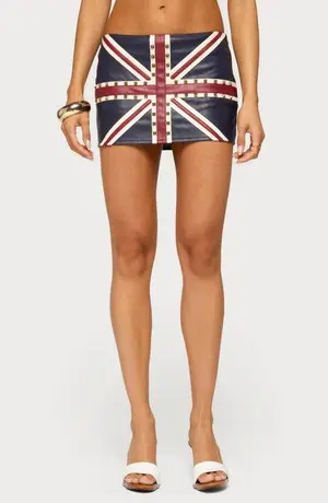 EDIKTED England Lover Studded Faux Leather Miniskort - Mix