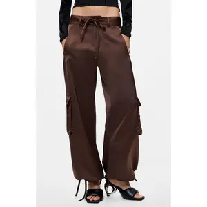 Desigual Low Rise Wide Leg Cargo Pants - Brown