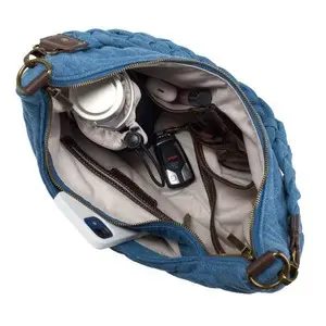 WANDERFULL Half Moon Hydrohobo Bag With Water Bottle - Denim