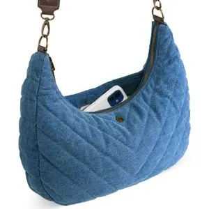 WANDERFULL Half Moon Hydrohobo Bag With Water Bottle - Denim