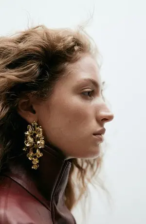 Mango Flower Pendant Drop Earrings