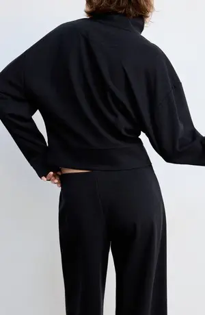 Mango Quarter Zip Turtleneck Sweatshirt - Navy