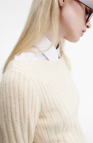Mango Ribbed Boat Neck Sweater