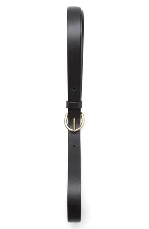 Mango Leather Narrow Belt - Black