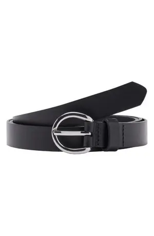 Mango Leather Narrow Belt - Brown