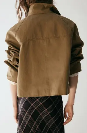 Mango Funnel Neck Jacket - Beige