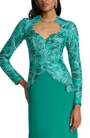 Tadashi Shoji Mireille Embroidered Tulle Gown