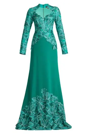 Tadashi Shoji Mireille Embroidered Tulle Gown