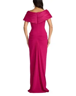 Tadashi Shoji Seraphine Pleated Portrait Collar Gown