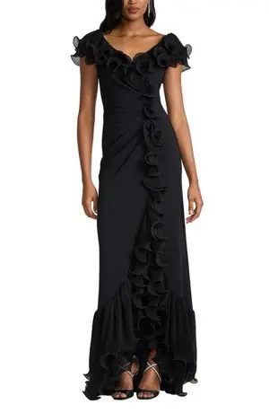 Tadashi Shoji Leandra Cascading Ruffle Gown