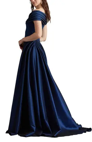 Tadashi Shoji Elysian Draped Overlay Train Gown