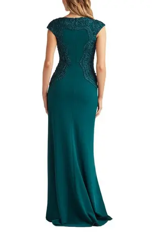 Tadashi Shoji Johari Embroidered Illusion Gown