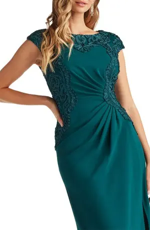 Tadashi Shoji Johari Embroidered Illusion Gown