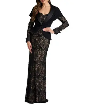 Tadashi Shoji Carlotta Lace Two-piece Illusion Gown
