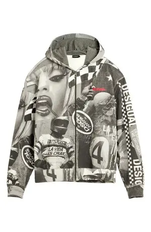 Desigual Allover Print Full Zip Hoodie