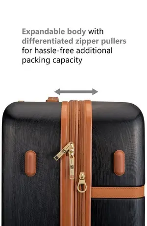 Badgley Mischka Grace 3 Piece Expandable Retro Luggage Set - Black