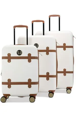 Badgley Mischka Grace 3 Piece Expandable Retro Luggage Set White