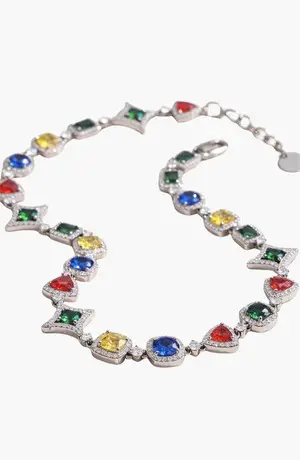 MODENAIRE Geometric Crystal Statement Collar Necklace