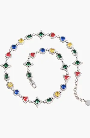 MODENAIRE Geometric Crystal Statement Collar Necklace