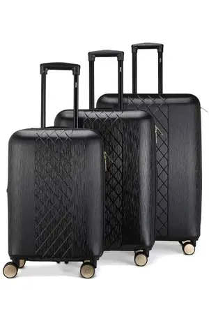 Badgley Mischka Diamond 3 Piece Expandable Chic Luggage Set - Black