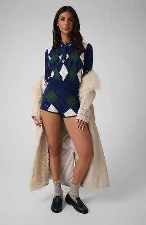 Guess Gracie Argyle Polo Sweater