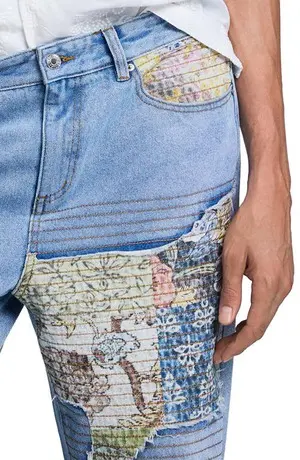 Desigual Patchwork Straight Leg Jeans
